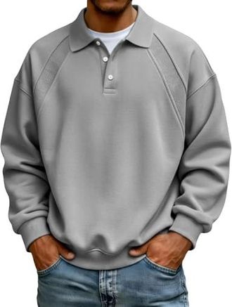 Generic Sweat-shirt &agrave; manches longues et demi-fermeture &eacute;clair pour homme - Col &agrave; revers - Grande taille - Doux et respirant - Costume de sport pour int&eacute;rieur