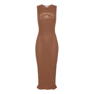 Elisabetta Franchi Femme, Robes, Brun, Taille: 38 FR Robe Midi D&eacute;tail Logo