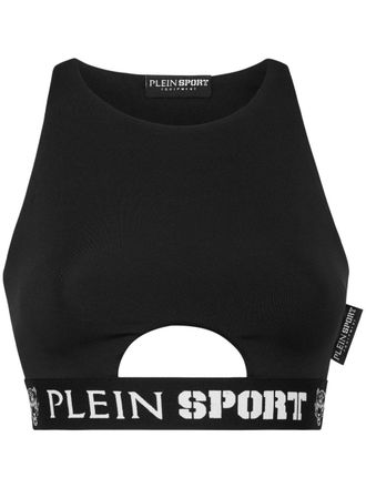 Plein Sport haut crop &agrave; d&eacute;coupes - Noir