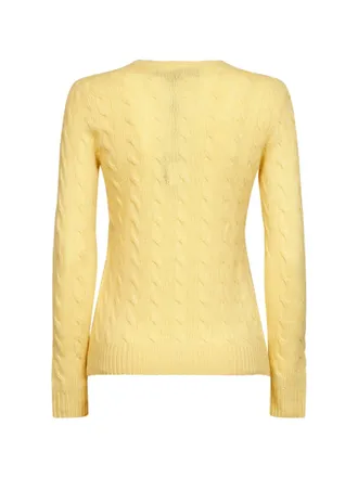 Polo Ralph Lauren Womens Cable-Knit Wool And Cashmere Sweater Yellow