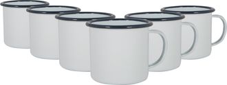 Argon Tableware Wei&szlig;e Emaille -Tassen - 375ml - Marine - Pack Von 6