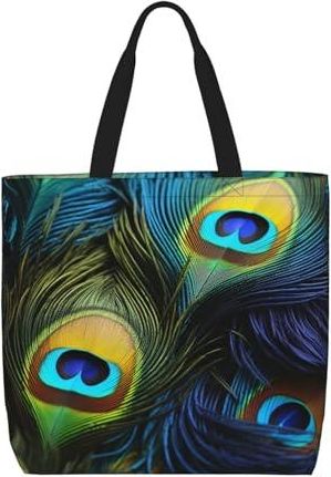 Generic Motif De Plumes De Paon Sac Cabas Pliable Tote Bag Imperm&eacute;able Sac A Main Femmes Pour Travail Plage Shopping
