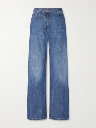 Brunello Cucinelli Halbhohe Jeans Mit Weitem Bein - Blau