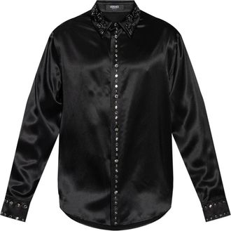 Versace Homme, Chemises, Noir, Taille: XL Chemise en soie avec sequins scintillants