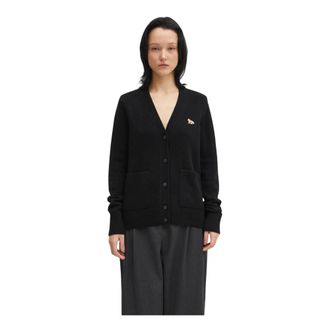 Maison Kitsun&eacute; Baby Fox Patch Cardigan - - Knitwear - Damen - Schwarzk - L