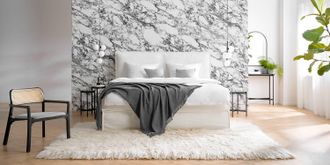 Studio Copenhagen home24 Premium Boxspringbett mit Kopfteil 200 x 200cm Strukturstoff Gesa Weiß/Weiß H2 130 cm