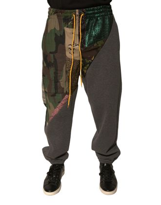Dolce & Gabbana Mens Multicolor Patchwork Cotton Jogger Sweatpants Pants