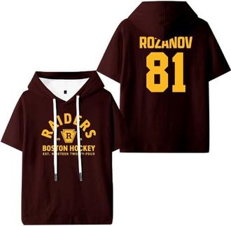 Generic Heated Rivalry Rozanov 81 Merch T-shirts &agrave; capuche unisexe &agrave; manches courtes V&ecirc;tements d&eacute;contract&eacute;s, marron, XXL