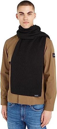 Calvin Klein Classic Cotton Rib Knit Scarf K50K510996 &Eacute;charpe en Tricot, Noir (CK Black), OS Homme