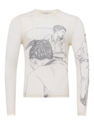 J.W.Anderson t-shirt en résille à manches longues - Tons neutres