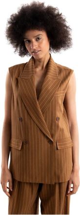 Hinnominate Hinnominate, Femme, Vestes, Brun, Taille: 38 FR Giacca smanicata gessata