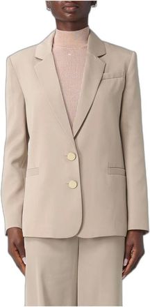 A|X Armani Exchange Blazer Cr&ecirc;p&eacute; Uni-Boutonnage - Femme - Vestes - Beige - Taille: 38 FR