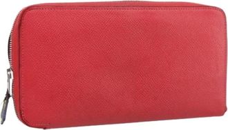 Herm&egrave;s Portefeuille en soie doccasion - Femme - Pre-owned - Rouge - Taille: ONE Size