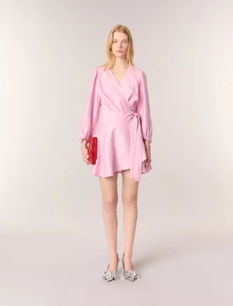 Maje Wickelkleid Aus Leinen - Rosa - Gr&ouml;&szlig;e 38 - Maje