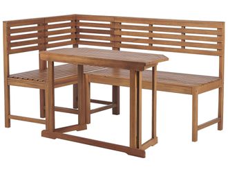 Beliani Garten Modul Eckbank mit Klapptisch 110x47 Akazienholz Hellbraun 4-teilig Treia