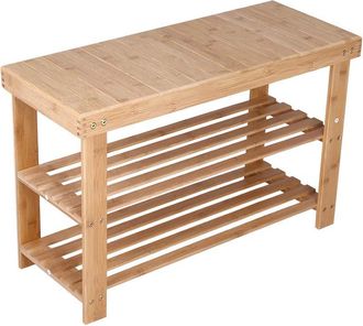 Generic Schuhregal aus Bambus - 3-stöckige Aufbewahrungsbank für den Eingangsbereich - Stilvoll und funktional für Hauseingangsräume, perfekt für Schuhe und A