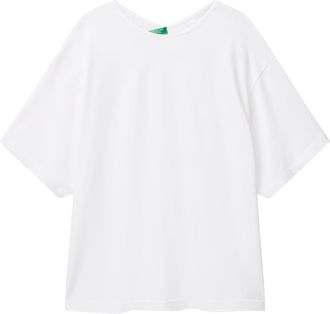 Benetton Damen 3903d10aa T-Shirt, Weiß, Medium