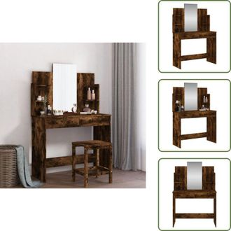 vidaXL The Living Store - Schminktisch mit Spiegel R&auml;uchereiche 96x39x142 cm - Schminktisch - Kosmetiktisch - Frisiertisch - Spiegelkommode - Badezimmerm&ouml;bel