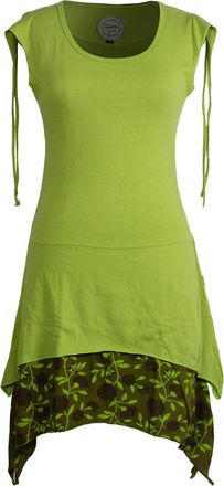 vishes Alternative Bekleidung - &Auml;rmelloses Lagen-Look Elfen Zipfelkleid aus Baumwolle hellgr&uuml;n 36-38