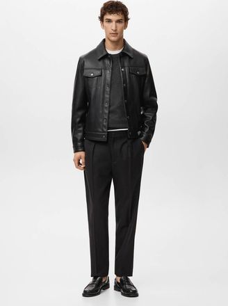 Mango Veste cuir synth&eacute;tique poches noir - Homme - XXL - MANGO MAN