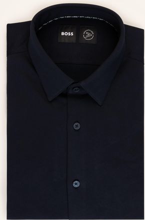 HUGO BOSS Jerseyhemd Hank Slim Fit blau