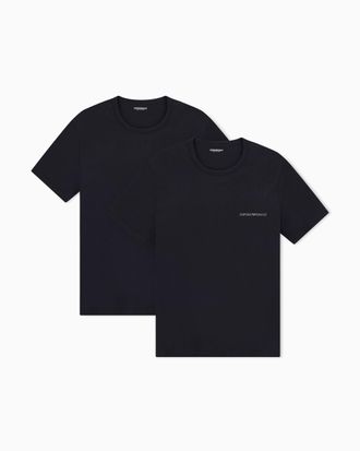 Emporio Armani Herren-T-Shirt aus Reiner Baumwolle, Rundhalsausschnitt, Schwarz, Gr&ouml;&szlig;e M, Normale Passform, 2er-Pack, Schwarz, M