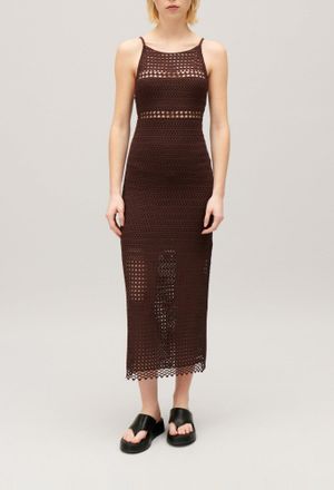 Claudie Pierlot Langes H&auml;kelkleid Braun