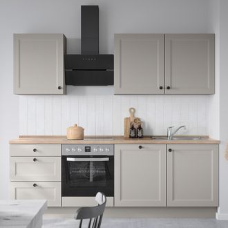 Nobilia home24 K&uuml;chenzeile High-Line Cascada Variante C 240cm Ausrichtung links Grau/Steingrau ohne Elektroger&auml;te