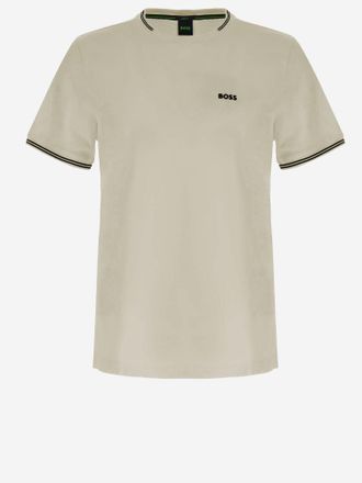 HUGO BOSS Mens T-Shirt Stretch Cotton Light Beige T-Shirts And Polos