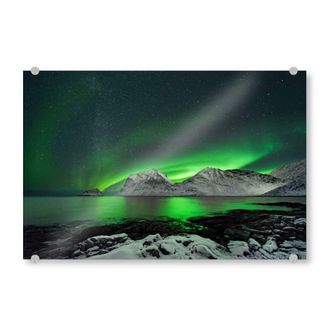 artboxONE Acrylglasbild 90x60 cm Natur Polarlicht an der Küste - Bild polarlicht Aurora Borealis Himmel