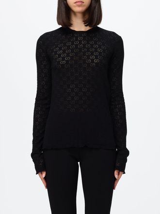 Gucci Transparentes Cr&ecirc;pe-Top mit GG-Monogramm und langen &Auml;rmeln