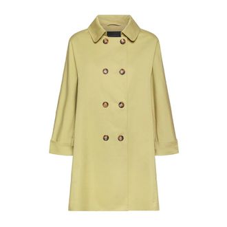 Elena Miro Doppelreihiger Trenchcoat aus Gabardine - - Coats - Damen - Gr&uuml;n - L