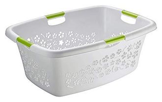 Rotho Flowers Panier à linge 50l avec 4 poignées, Plastique (PP) sans BPA, gris, 50l (65.1 x 48.6 x 26.2 cm)