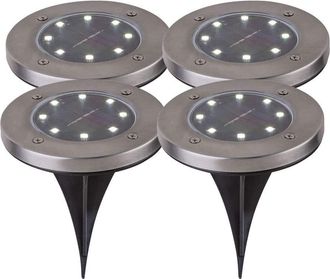 Globo Lighting LED Solarleuchte Garten Flach, Spot Solar, Bodenleuchten, Au&szlig;en, LED Spots, Wasserdicht 4er SET