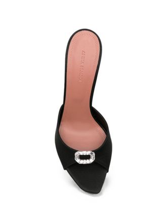 Amina Muaddi Suede High Heel Mule - Black