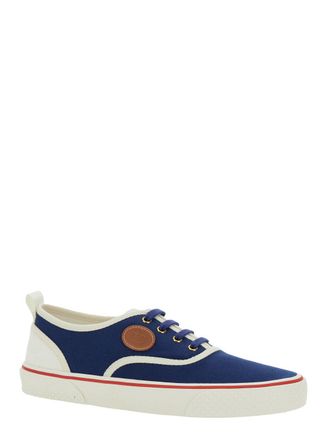 Valentino Garavani Mens Blue Low Top Sneakers With Vlogo Patch Cotton Trainers