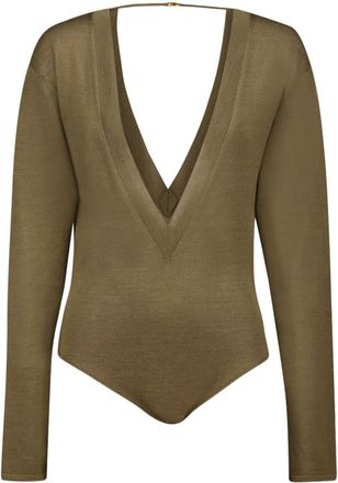 Saint Laurent Fein gestrickter Body - Grün