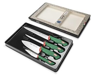 Sanelli Ligne Premana Professional,Ensemble Sushi 4 pièces:,Acier Inoxydable,Vert et Rouge