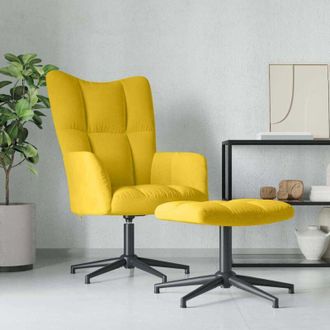 vidaXL Relaxsessel mit Hocker Senfgelb Samt Vidaxl