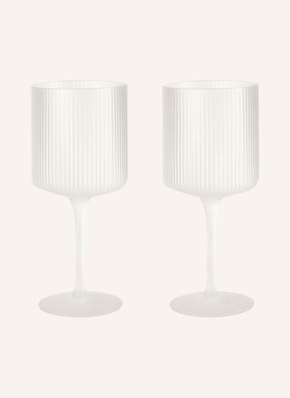 Ferm Living Ferm Living 2er-Set Weingl&auml;ser Ripple weiss