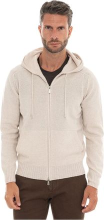Gran Sasso Kapuzenpullover aus Wolle mit durchgehendem Rei&szlig;verschluss - - Knitwear - Herren - Beige - 2XL
