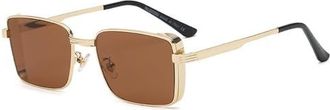 Generic Lunettes De Soleil Tendance For Hommes Et Femmes, Monture Carr&eacute;e En M&eacute;tal, Id&eacute;ales For Les Activit&eacute;s Plein Air, Vacances Trajets Quotidiens(Brown)