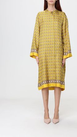 Max Mara S Max Mara Robe chemisier midi en soie &agrave; imprim&eacute; graphique et col mao