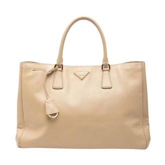 Prada Pre-owned Structured Leather Tote - - Pre-owned - Damen - Beige - ONE SIZE