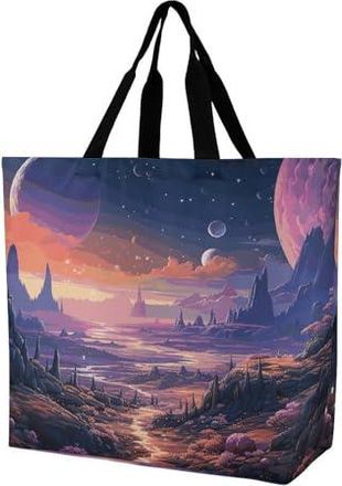 Generic Th&egrave;me Spatial R&eacute;tro Color&eacute; Sac Cabas Imperm&eacute;able Sacs De Courses Pliable Sac A Main Femmes Pour Gym Shopping Quotidienne