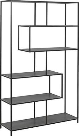 AC Design Furniture J&ouml;rn Asymmetrisches B&uuml;cherregal mit 5 Ablagen, H: 185 x B: 114 x T: 35 cm, Schwarz Esche/Schwarz, Holz/Metall, 1 Stk