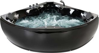Beliani Beliani - Whirlpool-Badewanne in Schwarz 205 x 150 cm aus Sanit&auml;racryl Multifunktionell eckig Badezimmerzubeh&ouml;r Elegante Optik Modernes Design