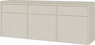 Selsey Kommode Aufbewahrungsschrank 3 T&uuml;ren 3 Schubladen Schrank Schubladenschrank Push to Open H&auml;ngend 154 cm Evo Beige