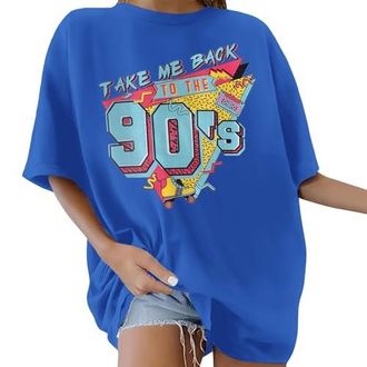 Generic Tee Shirt Oversize Femme Manches Courtes- Top Ete Imprim&eacute; 90S De Lettres D&eacute;contract&eacute; Ample Comfortable Haut Classiques Tendance Streetwear Simple De T