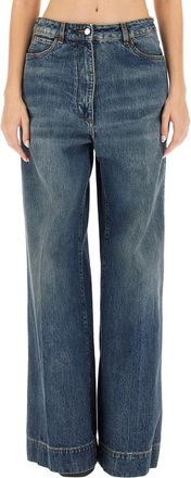 Etro Embroidered Pegasus Cotton Jeans - Blue